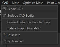 CAD menu